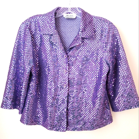 Amy Byer | Tops | Vintage Amy Byer Purple Shiny Metallic Top | Poshmark